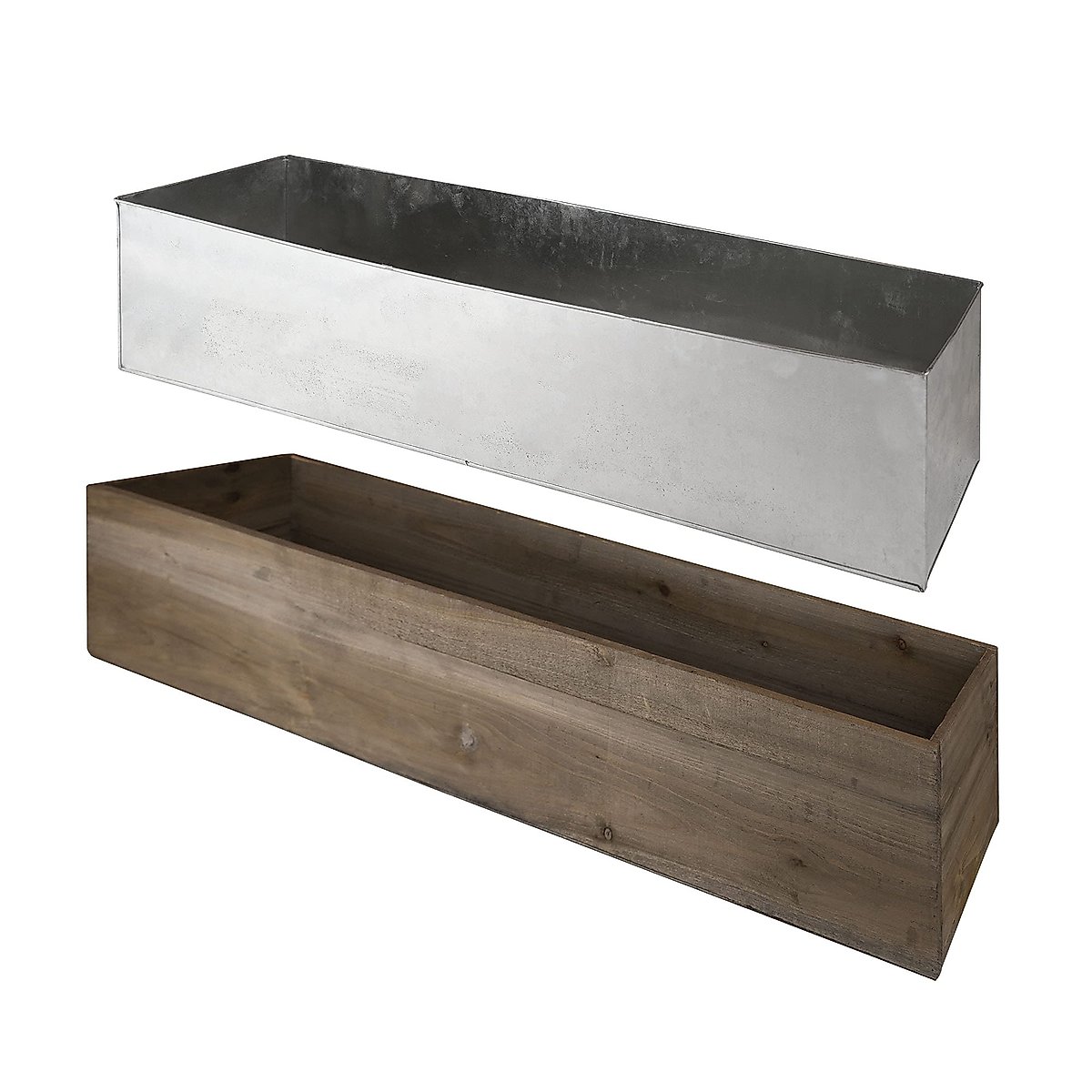 CYS EXCEL Rectangular Planter Box with Removable Zinc Metal Liner (H:8" Open:32"x8") | Multiple Size Choices Wood Rectangular Planter | Indoor Decorative Window Box