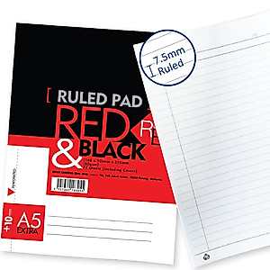 2 Pack A5 Composition Notebook 6.3inch x 8.3inch with 1 Gel Pen - Side open perforated pad, coated soft cover, super strong glue binding,154 pages, for work & school
