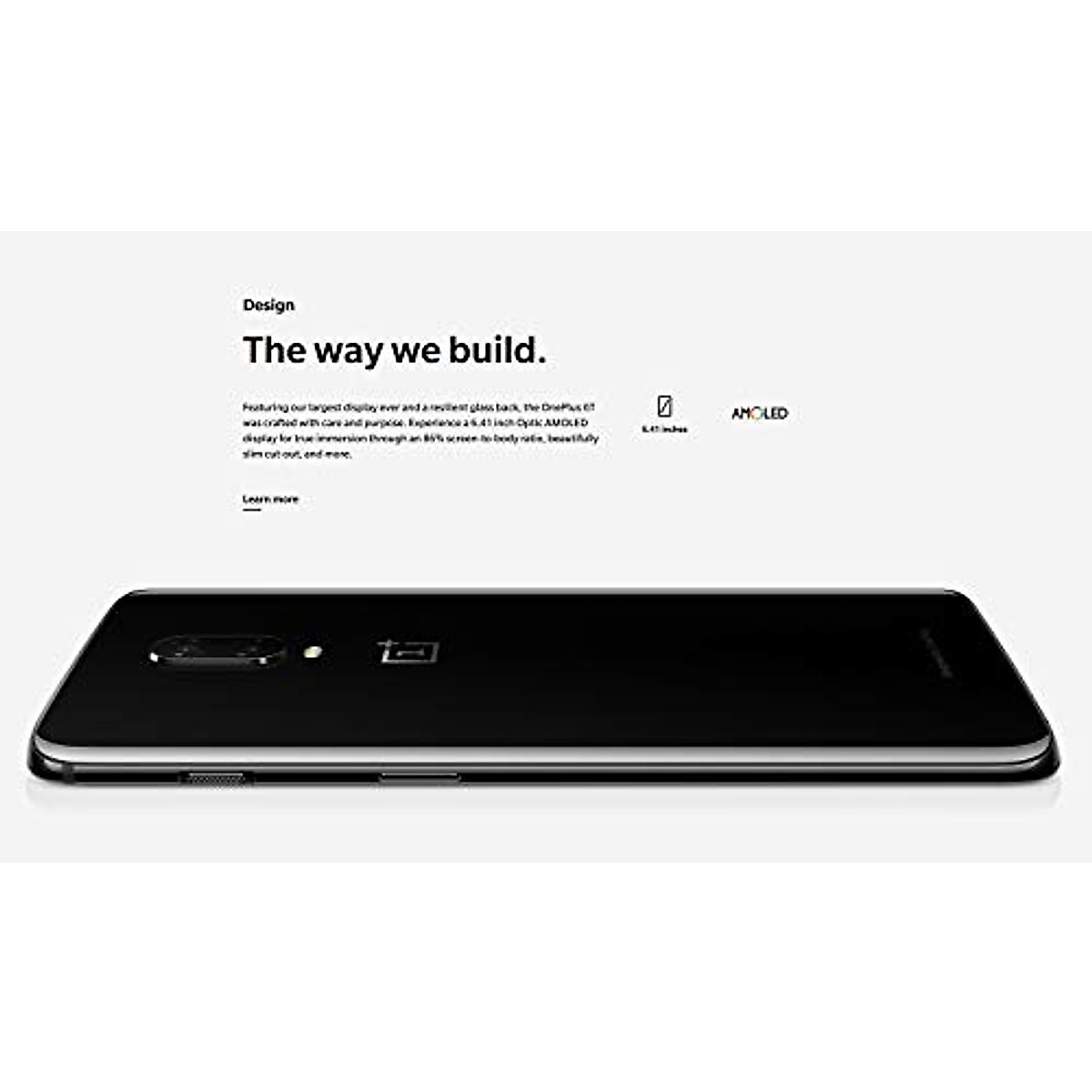 OnePlus 6T A6013 128GB Storage + 8GB Memory T-Mobile and GSM + Verizon Unlocked 6.41 inch AMOLED Display Android 9 - Mirror Black US Version
