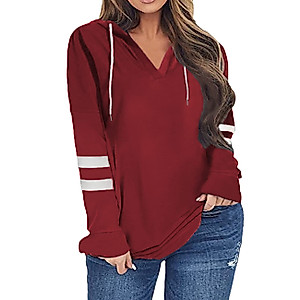 Plus Size Pullover Sweatshirts Women Loose Fit Batwing Top Fleece Hoodies Red 1X