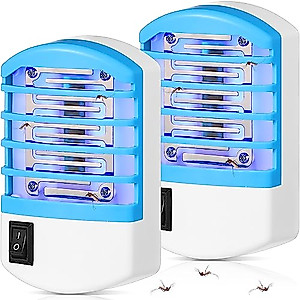 Qualirey Bug Zapper Indoor Plug in Mosquito Killer Trap Indoor Insect Trap Electric Mosquito Trap Fly Zapper Electronic Mosquito Killer with LED Light for Home Kitchen Bedroom Baby Room Office (2 Pcs)