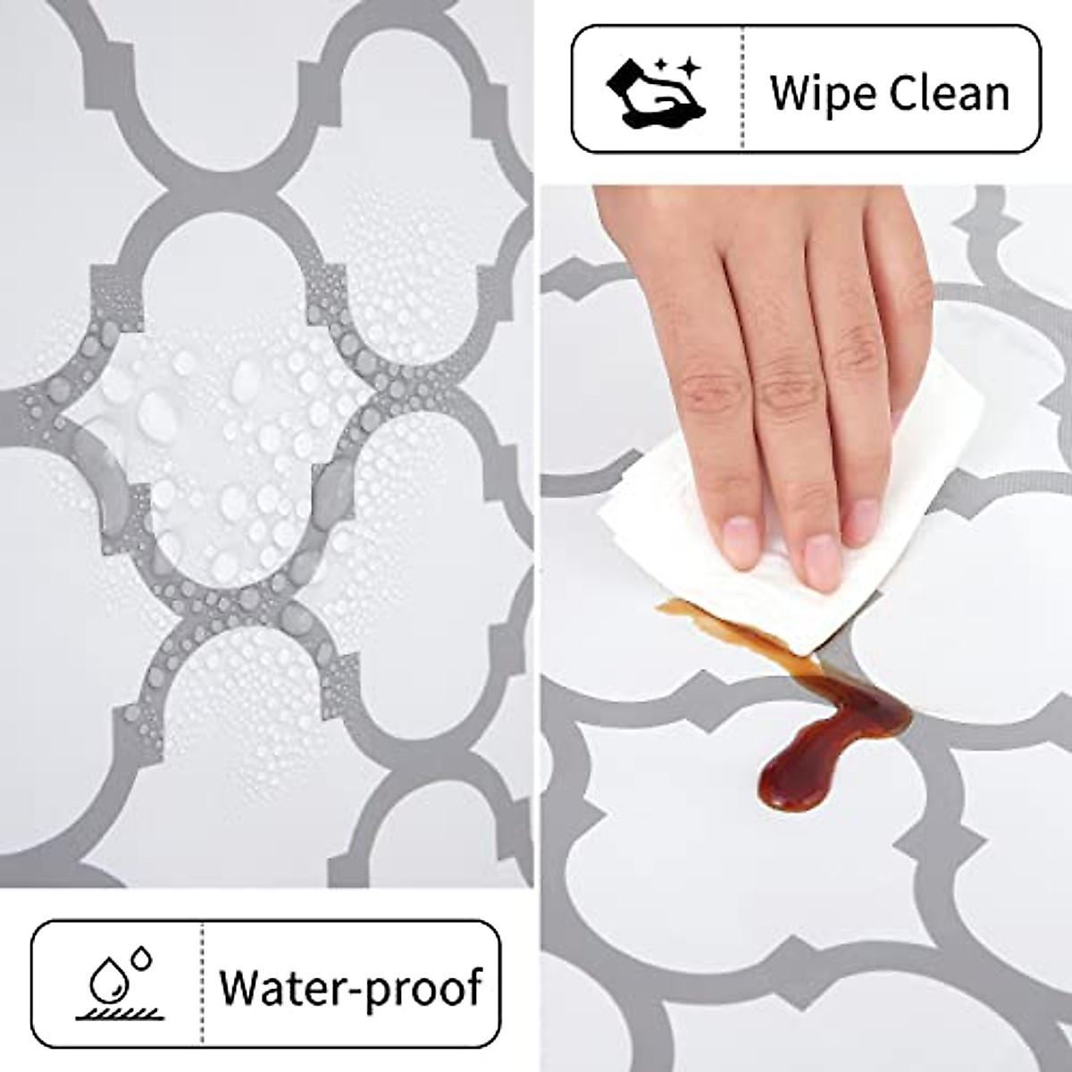 smiry Rectangle Table Cloth, Waterproof Vinyl Tablecloth with Flannel Backing for Rectangle Tables, Wipeable Spillproof Plastic Tablecloths for Dining, Camping, Indoor and Outdoor (60" x 84", White)