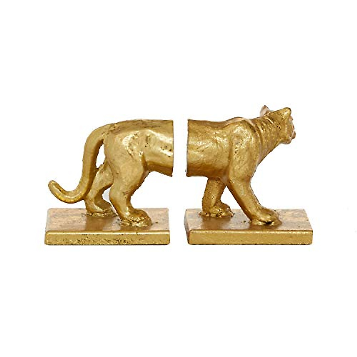 Deco 79 Metal Leopard Bookends, Set of 2 4"W, 5"H, Gold
