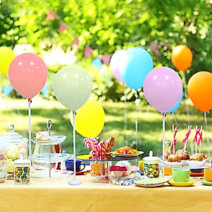 RUBFAC Balloon Stand Kit 24 Sets Balloon Cup with Stick and Flower Base Table Desktop Support Holder for Wedding Birthday Party Supplies,White