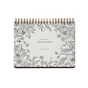 RIFLE PAPER CO. 2024 Blossom 12-Month Top Spiral Planner - Monthly and Weekly Dated Planner, Sturdy Double Spiral Top, Space for Monthly Notes and Weekly To Do List