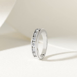 VINSON 1.50 Carat Round Cut Channel Set Wedding Band Moissanite Diamond VVS1 Clarity Band for Women Platinum Plated Sterling Silver Ring for Bridal (6)