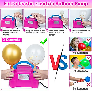 Toosci 2 Sets Balloon Column Stand and Balloon Pump, Adjustable Metal 9 Feet Balloon Stands for Floor, Balloon Column kit for Baby Shower Graduation Birthday Wedding Party