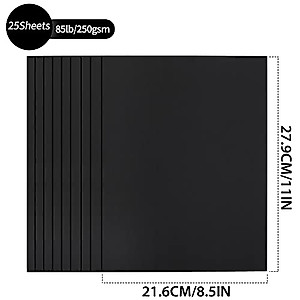 Black Cardstock - 8.5'' x 11'' 85lb Cover Card Stock Heavyweight Paper Perfect for Scrapbooking, Crafts, Business Cards 25 Sheets 250g UAP13BK