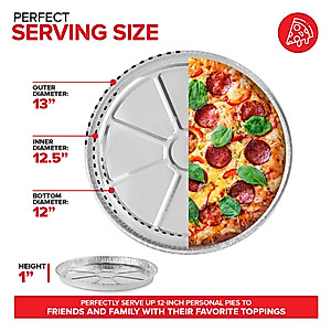 Stock Your Home (25 Pack) 12 Inch Aluminum Pizza Pans Disposable Round Foil Focaccia Pan for Individual Personal Pizzas, Giant Size Chocolate Chip Cookie Cake Tin, Large Serving Trays, Platter Tray