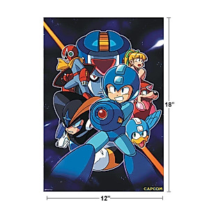 Poster Foundry Mega Man Space Background Video Game Video Gamer Classic Retro Vintage 90s Gaming MegaMan Capcom Legacy Collection Megaman 11 Mega Man X Dr Wily Thick Paper Print Wall Art 8x12