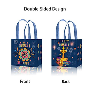 YVAINE 12 Pieces Happy Diwali Gift Bags Diwali Party Non-Woven Bags Festival of Lights Party Goodie Bags for Diwali Party Decoration Supplies