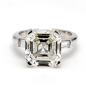 Rivaan Jewel 3.00 CT Asscher cut Diamond & channel set Baguette sides 3-Stone Engagement Ring, 925 Sterling Silver Vintage Antique Anniversary Promise Ring Gifts for Her US5.5