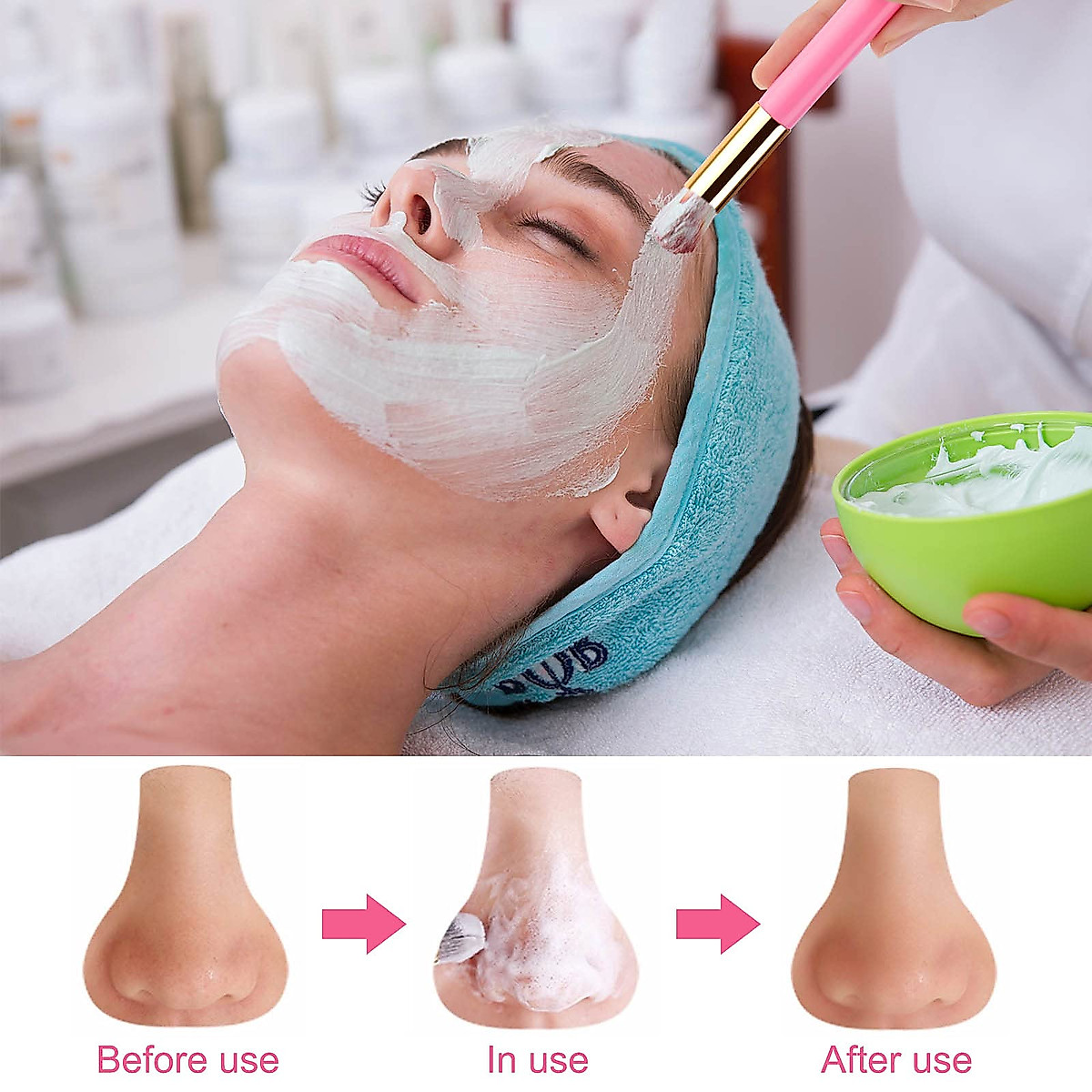 Dming 5 Pieces Lash Shampoo Brushes, Eyelash Extension Cleansing Brush Peel Off Blackhead Remover Tool Nose Pore Deep Cleaning Brush Cosmetic Lash Cleanser Brush Facial Cleansing Brushes (Pink)