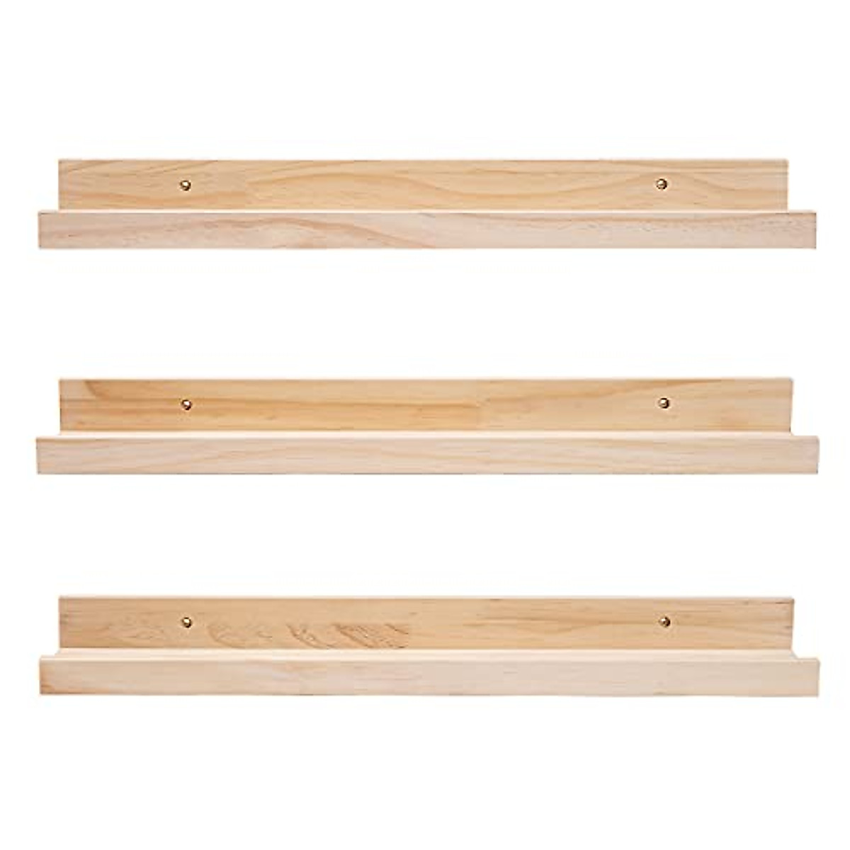 MBYD 24 Inch Floating Shelves Natural Wood Set of 3, Wall Mount Picture Ledge Wooden Wall Shelf for Home Decoration for Bedroom, Living Room, Office, Kitchen, 3 Same Dimensions