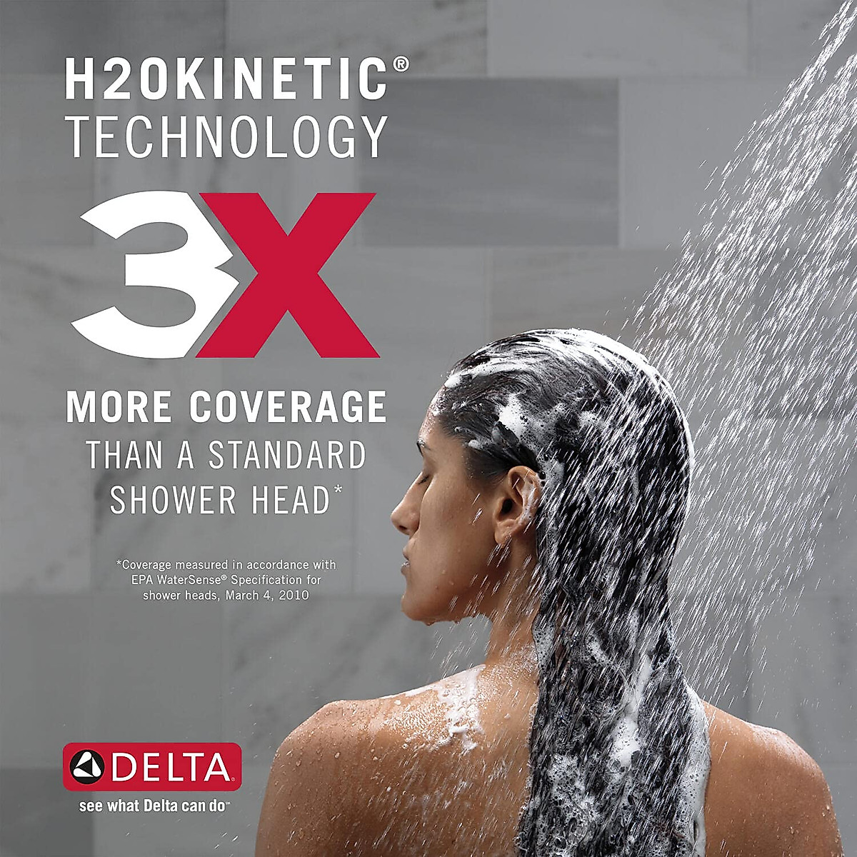 Delta Faucet HydroRain 5-Spray H2Okinetic Dual Shower Head with Handheld Spray, Chrome Shower Head with Hose, Handheld Shower Heads, Detachable Shower, 2.5 GPM Flow Rate, Lumicoat Chrome 58680-PR25