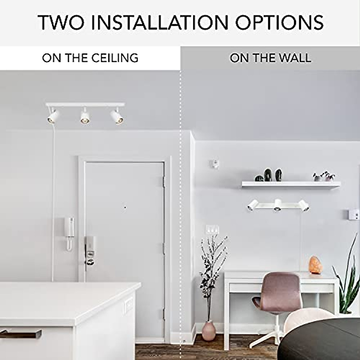 Globe Electric 60024 3-Light Plug-in Track Lighting, Matte White, 15 Foot Cord, in-Line On/Off Rocker Switch, Track Ceiling Light, Track Lighting Kit, Ceiling Light Fixture, Home Improvement