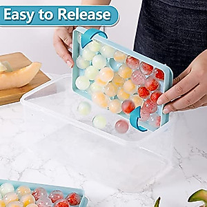 Round Ice Cube Trays - 3 Pack Round Ice Ball Maker Mold with Container Ice Cube Trays with Ice Bin Ice Scoop, for Ice Chilling, Cocktail, Juice, Coffee, Freezer