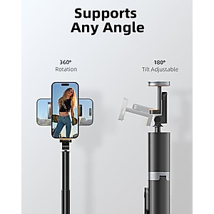 TODI 63" Phone Tripod, Tripod for iPhone & Portable Selfie Stick Tripod with Remote, Phone Tripod Stand for Video Recording, Travel Tripod for Cell Phone Tripod Compatible with iPhone 15/14/13/Android