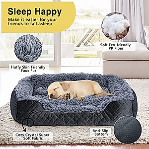 Titwest Dog Beds for Medium Dogs, Soft Fluffy Plush Rectangle Dog Bed, Machine Washable Dog Bed, Warming and Breathable Pet Sofa, Comfortable Orthopedic Dog Bed for Medium Dogs