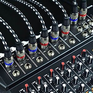 Mugteeve Short XLR Microphone Cables 3.3FT, Heavy Duty 3pin Balanced XLR Male to Female Mic Audio Cable, Nylon Braided, OFC Shielded, for Mixer Speaker Patch Cable, 2Pack