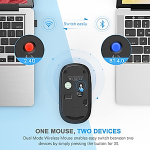 TechGarden Wireless Bluetooth Mouse, Dual Mode (Bluetooth 4.0 + USB) Silent Bluetooth Wireless Mouse with USB Nano Receiver, 3 DPI Levels for MacBook, Laptop, PC, Tablet - Black & Gold