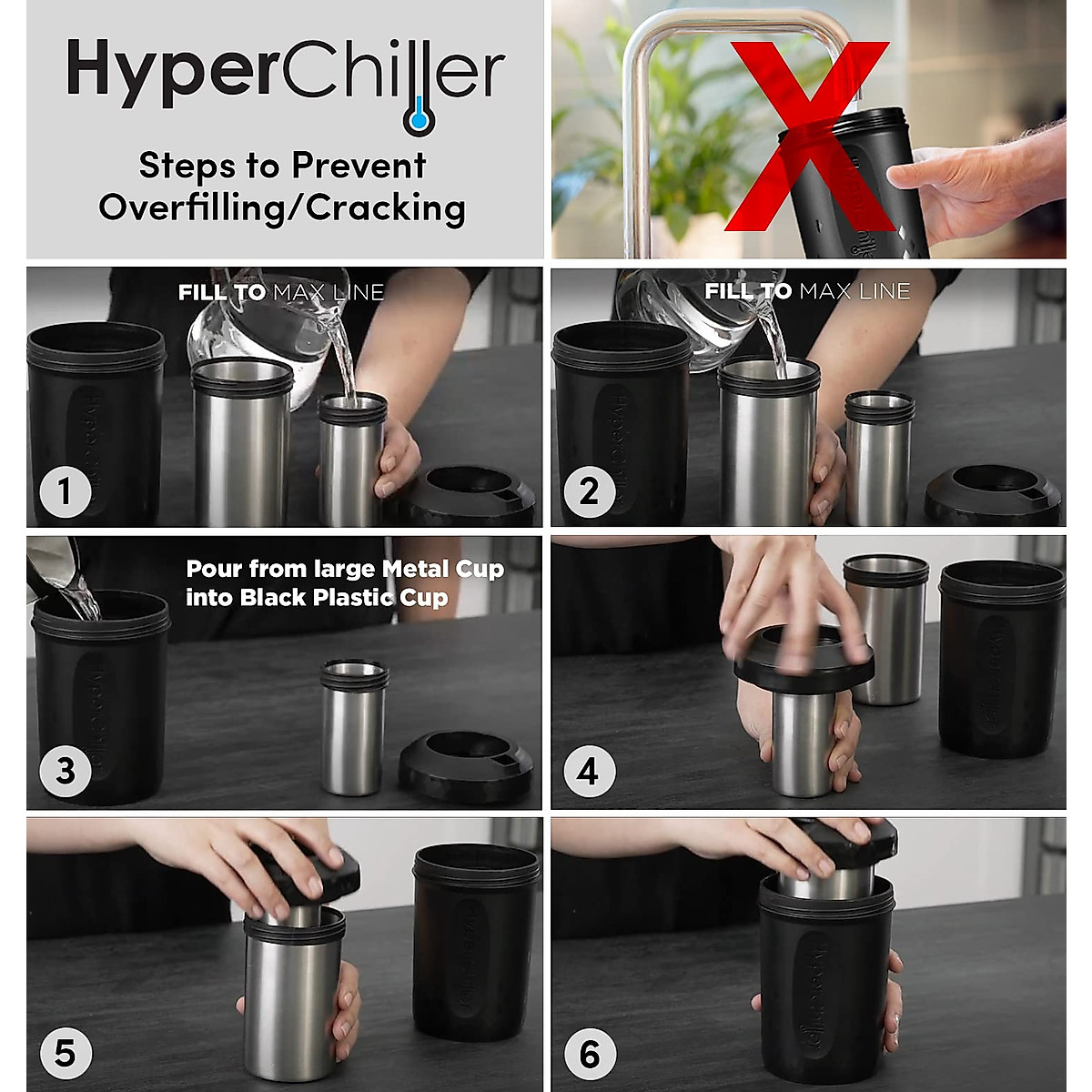 HyperChiller HC2W Patented Iced Coffee/Beverage Cooler, NEW, IMPROVED,STRONGER AND MORE DURABLE! Ready in One Minute, Reusable for Iced Tea, Wine, Spirits, Alcohol, Juice, 12.5 Oz, White