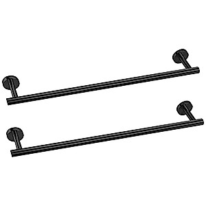 Cilee 2 Pieces Matte Black Bathroom Towel Bar, 24 Inch Double Towel Racks,Bathroom Towel Holder Towel Hanger for Bathroom Stainless Steel Wall Mount