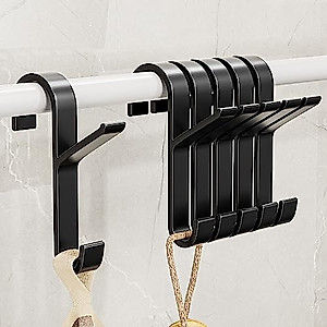 niffgaff 6 Pcs Metal Over The Door Hooks Bathroom Robe Towel Hooks Over Rod Rail Towel Holder, Shower Hooks, Heated Towel Radiator Hook, S Hooks for Rack Shelf Closet Hooks for Hanging, Rustproof