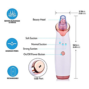 2023 Blackhead Remover Pore Vacuum Cleaner Electric Blackhead Vacuum Extractor Pore Cleaner Comedone Whitehead Remover Kit Pore Extractor Suction Too with 5 Different Sucker Heads