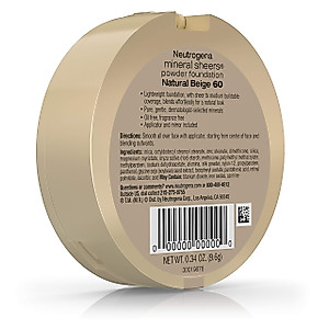 Neutrogena Mineral Sheers Powder Foundation, Natural Beige 60, 0.34 Ounce