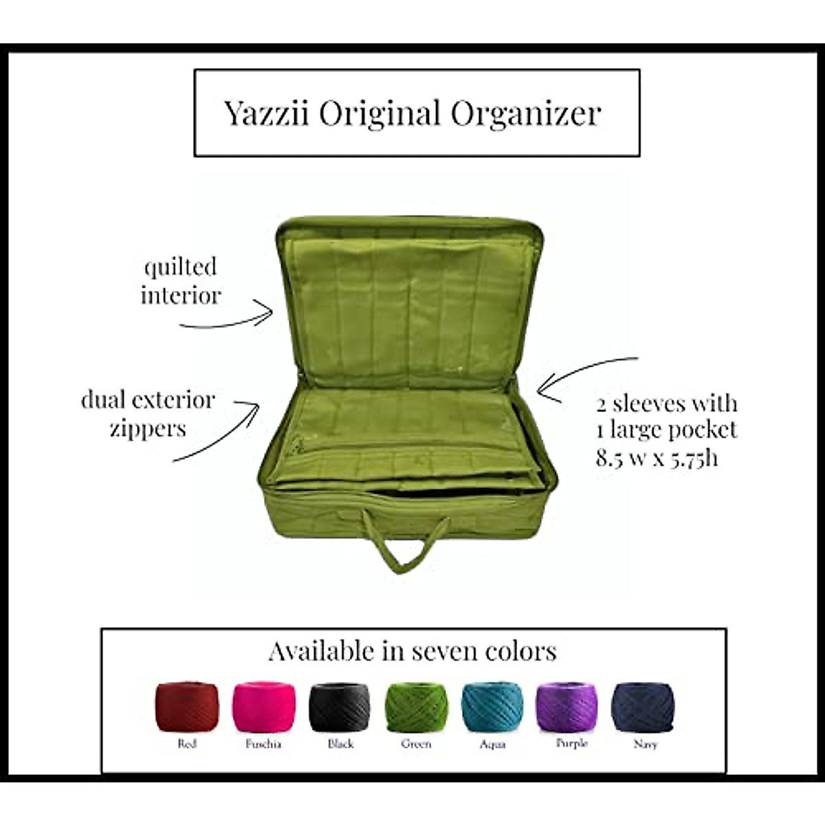 Yazzii Original Craft Organizer Tote Bag - Portable Storage Bag Organizer - Multipurpose Storage Organizer for Crafts, Cosmetics & Jewelry. Green
