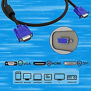 Kyper USKyper-1367 Monitor Cable 6ft 15 pin M/M VGA to VGA SVGA 1080P Full HD High Resolution for TV Computer Projector (1)
