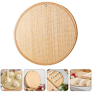 HEMOTON 1 Set 2Pcs Bamboo Dumpling Tray Handmade Chinese Dumplings Mat Insulation Mat Steamer Basket Baking Mat for Baking Dumpling Dough Pastry Cookie Wontons (Khaki)