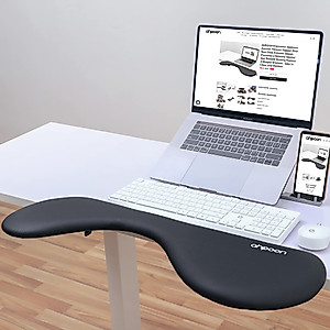 AHPOON Ergonomics Desk Extender Tray,Keyboard Drawer Tray 26.8"x8.5" Punch-Free Clamp on,Table Mount Armrest Shelf, Computer Elbow Arm Support