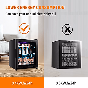 DRIXNO Beverage Refrigerator Mini Small Fridge 75 Cans Drink/Wine/Beer Cooler with Glass Door Office/Bar/Bedroom Compact Refrigerator