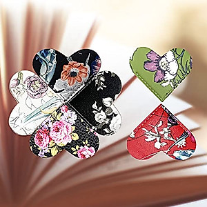 Leather Heart Bookmark,6PCS Corner Bookmarks Cute Flower Page Book Marks Handmade Reading Accessories for Women Kids Book Lovers