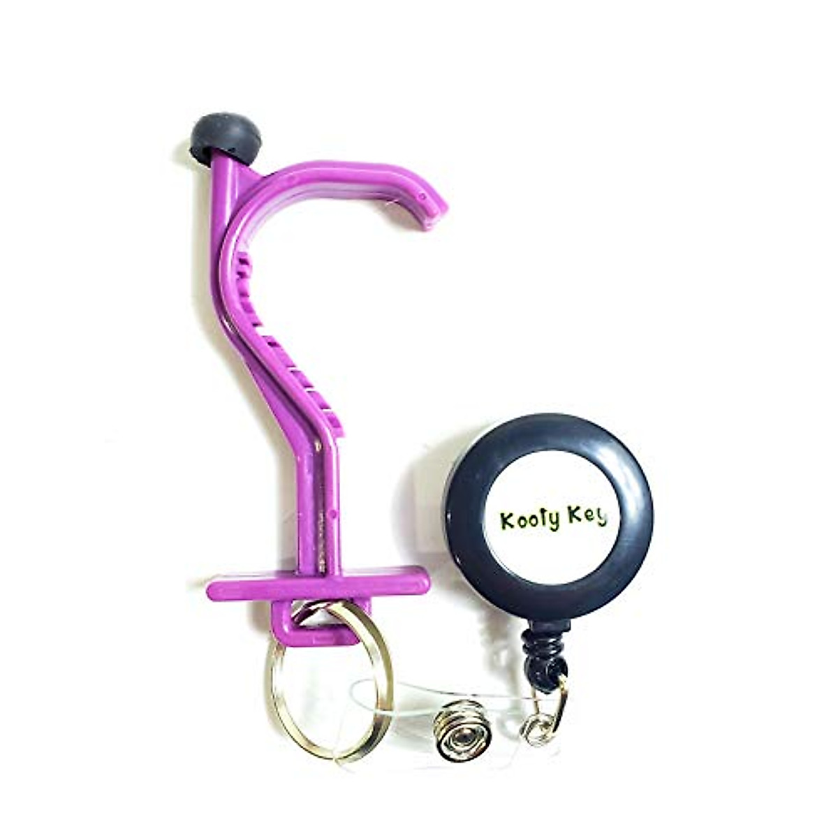 Kooty Key Germ Utility Hook Tool- Avoid Touching Bacteria Ridden Surfaces- Carabiner Included (Colors May Vary) (1 Pack, Purple)