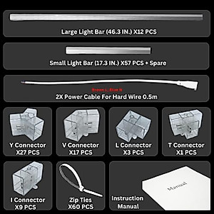 Modern LED Hexagon Garage Light Fixture - 6000K 672W 14 Grid Hexagon Light Set With Rectangle Frame for Garage, Detail Shop, Commercial Store, Office, etc. Over 60,000 Lumens 110V 15.98FT X 7.88FT