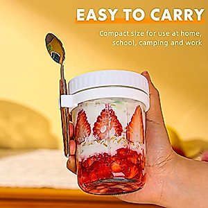 Overnight Oats Containers with Lids and Spoon, 4 Pack Mason Jars for Overnight Oats, 16 Oz Overnight Oats Jars Glass Oatmeal Container to Go for Chia Pudding Yogurt Salad Cereal Meal Prep Jars (White x 2,Grey x 2)