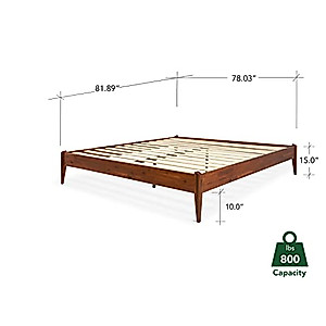 Bme Dinkee 15 Inch Signature Bed Frame Without Headboard - Modern & Minimalist Style with Acacia Wood - 12 Strong Wood Slat Support - Easy Assembly - No Box Spring Needed - Dark Chocolate, King