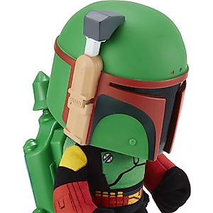 Mattel Star Wars Plush 12-inch Toy, Boba Fett Rocket Launching Soft Doll, Removable Air-Powered Rocket Launcher with Projectile