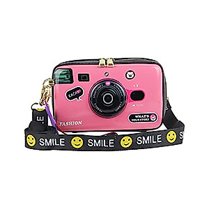 KUANG! Women Fashion Camera Shaped Crossbody Handbag PU Leather Vintage Shoulder Bag Novelty Clutch Box Girls Purse