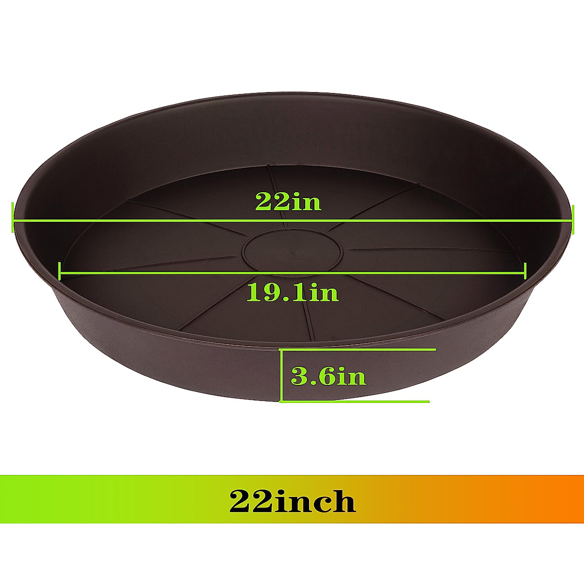 Angde 2 Pack of Plant Saucer 20 22 inch (19.5 Inch Base), Deep Heavy Duty Plastic Plant Saucers 20" Round, Flower Plant Trays for Indoors Outdoor, Plant Drip Tray for Planter 18-22" (Chocolate Brown)
