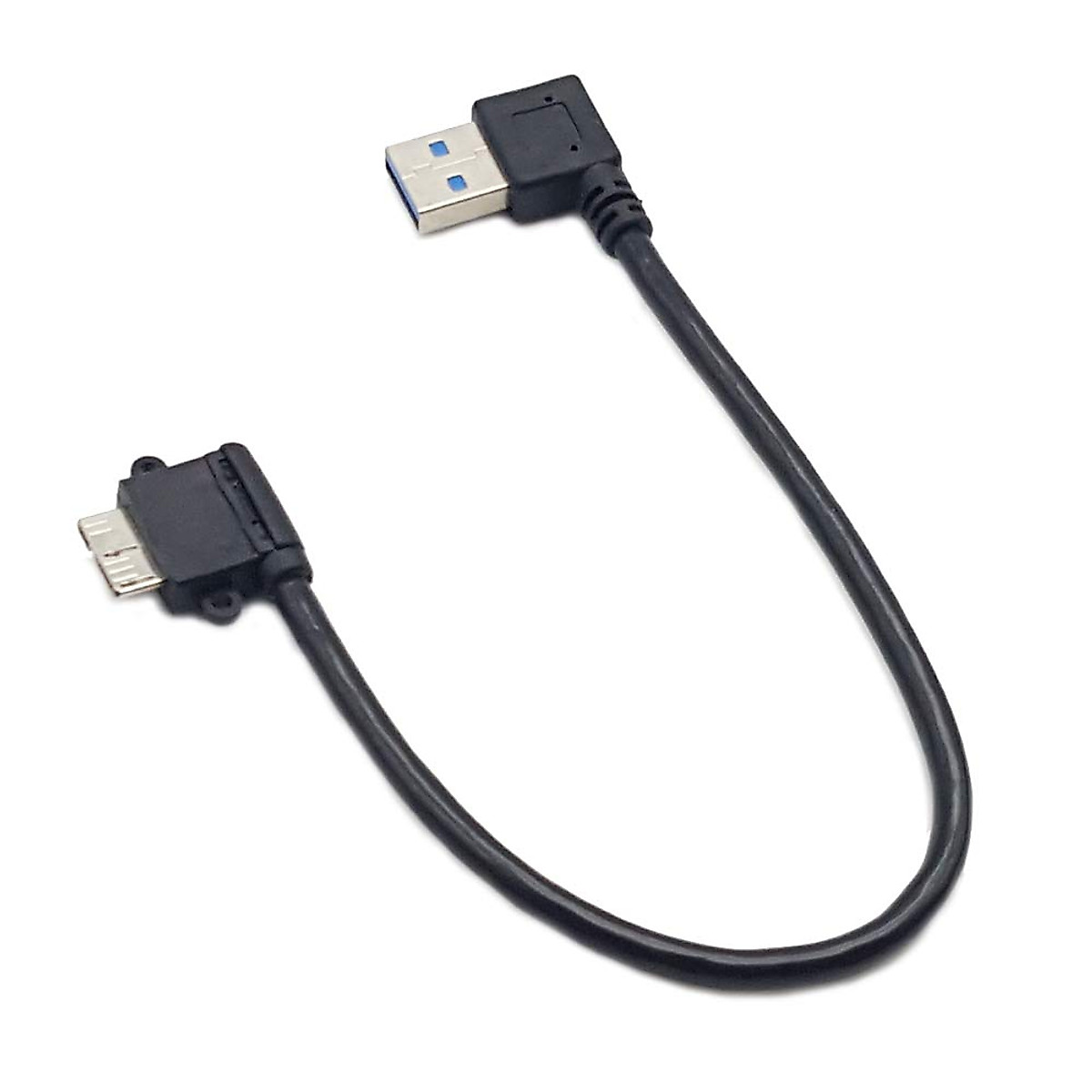 Seadream 2Pack 25CM Right Angle USB 3.0 Micro-B Male to USB 3.0 A Male Adapter Cable