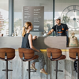 YaFiti Bar Stools Set of 4, Modern Pu Leather Swivel Adjustable Bar Stool Counter Height Stool Set, Bar Chair with Back and Footrest for Kitchen, Dining Room, Brown