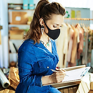 10PCS Black Face Mask Covers with Elastic Ear Loop Cover Full Face Anti-Dust, Unisex, Washable, Breathable, and Reusable (Adults)