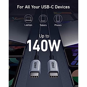Anker 765 USB C to USB C Cable (140W 6ft Nylon), USB 2.0 Fast Charging USB C Cable & Anker 737 Power Bank (PowerCore 24K) for MacBook Pro 2021, iPad Pro, Samsung Galaxy S21, Pixel, and More.