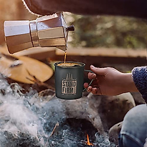 Christian Art Gifts Stainless Steel Single Wall Travel Camp Style Mug w/Comfort Handle for Men & Women: Stand Firm - 1 Cor. 16:13 Inspirational Bible Verse, Sturdy Lightweight Design, Gray, 17 oz.