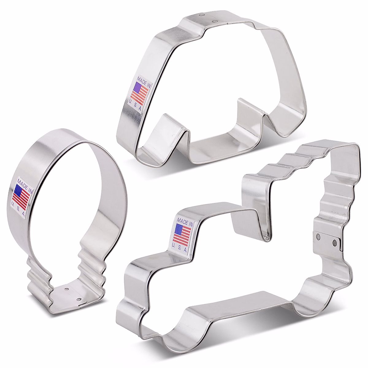 Christmas Trends Cookie Cutters 3-Pc. Set Made in the USA by Ann Clark, Vintage Truck with Tree, Lightbulb, Ugly Sweater