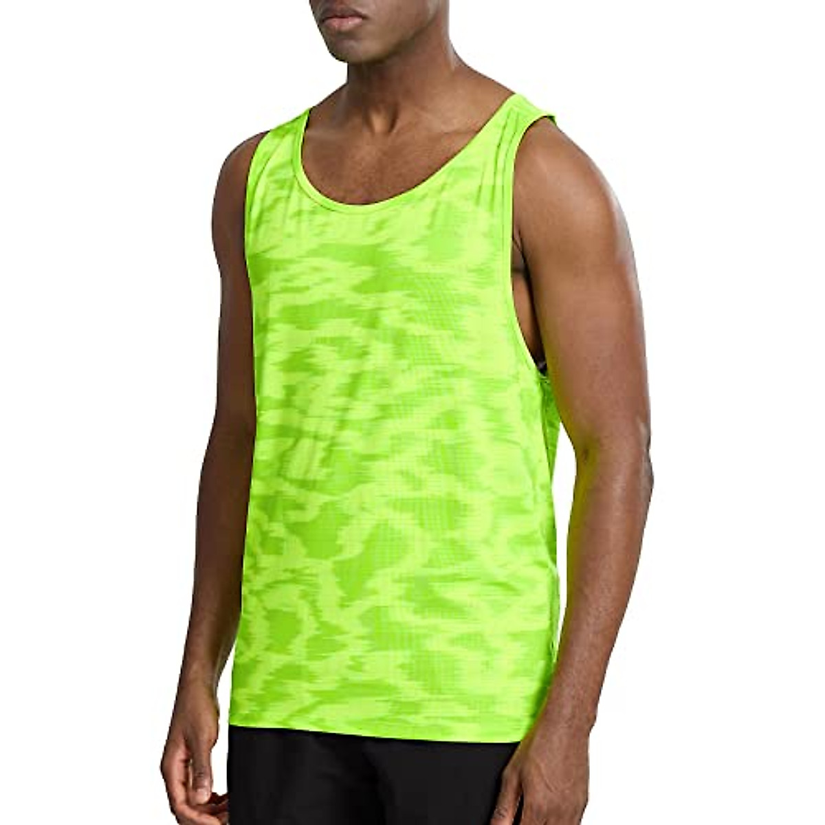 Running Tank Top Men,Sleeveless Workout Shirts Dry Fit Gym Bodybuilding Muscle Tanks(Neon Green,M)